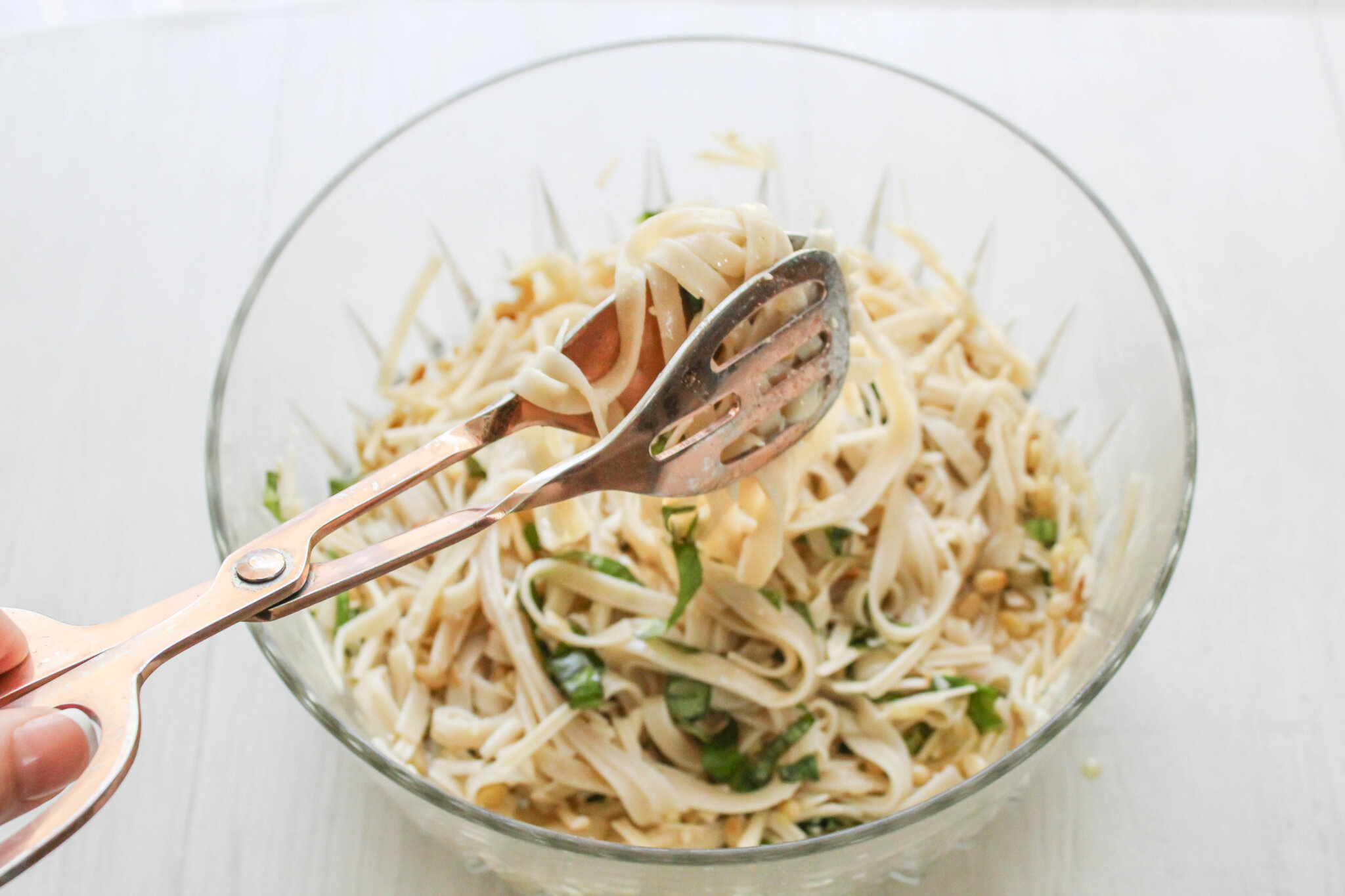 Gluten-Free Basil Pasta Dish With Garlic and Pine Nuts